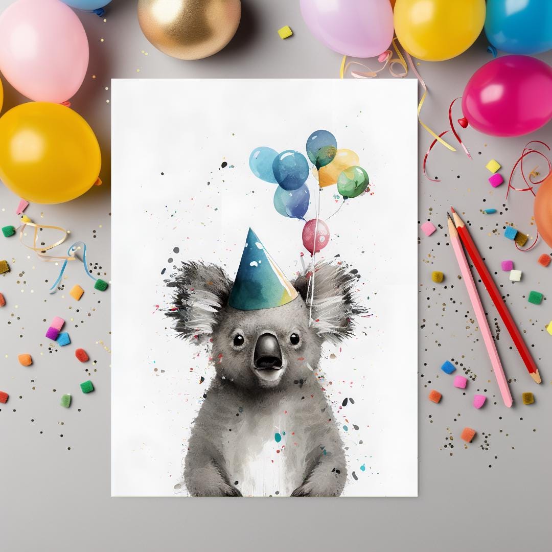 Koala Party Birthday Card – Funny Animal Greeting – Ships From USA - Etsy