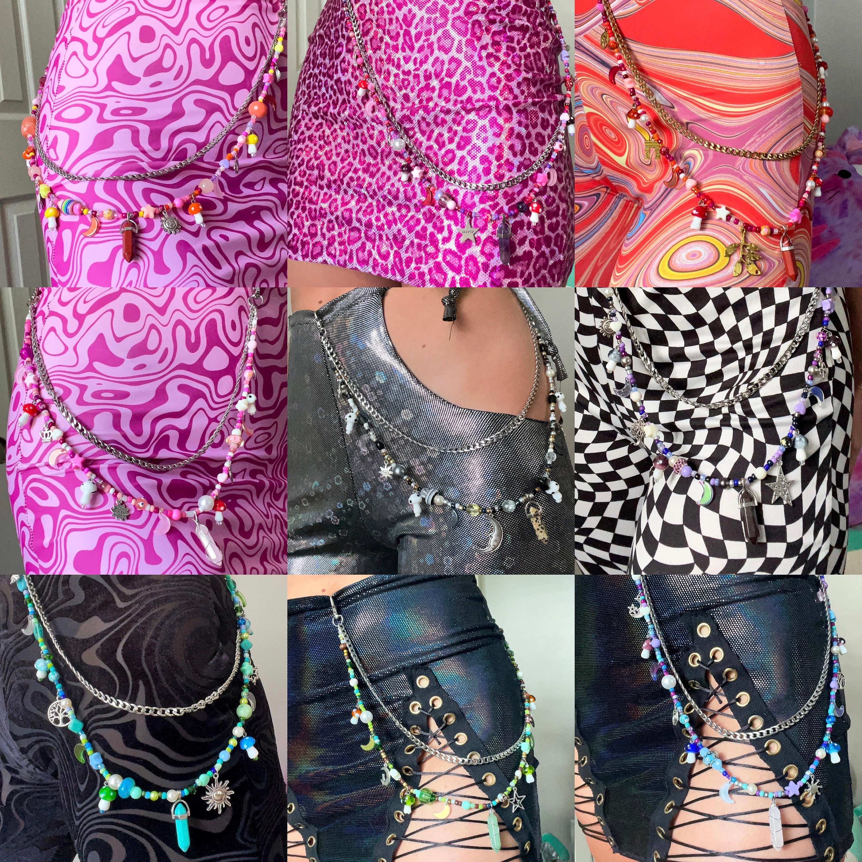 Trippy Dreams Drop Chain, Chain and Bead Belt, Festival Fashion - Etsy