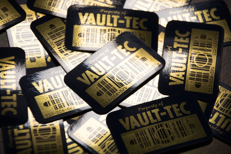 Fallout Vault-tec Asset Tag Gold Foil Barcode Sticker for - Etsy