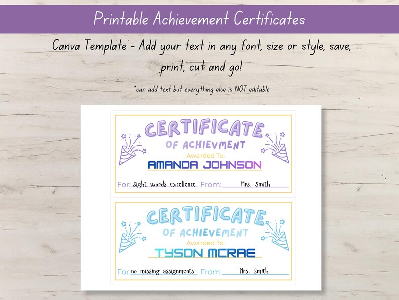 Editable Classroom Achievement Certificates | Printable Student Awards ...