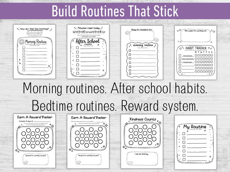 Kids Routine Chart Printable, Daily Routine Chart for Kids, Reward ...