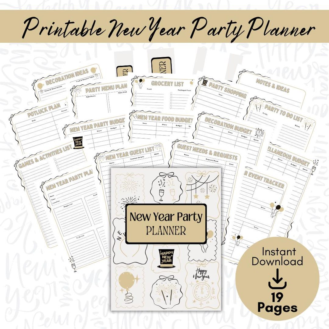 Printable New Year Party Planner Instant Download PDF, New Year Party ...