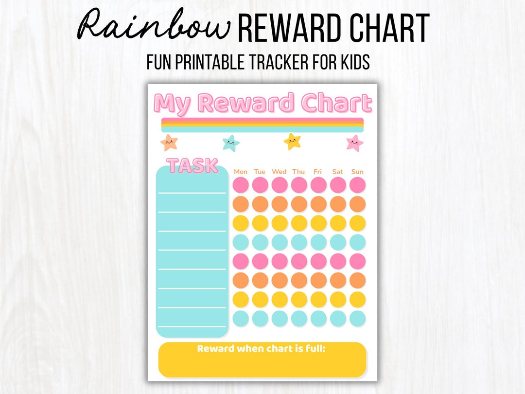Rainbow Reward Chart Printable for Kids | Behavior Chart | Chore Chart ...