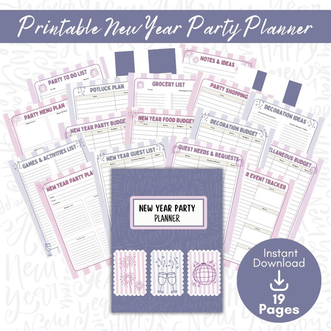 New Year Party Planner Printable, Ultimate Celebration Organizer, New ...