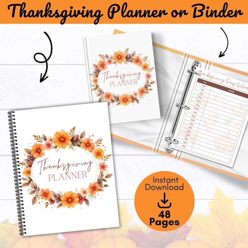 Printable Thanksgiving Planner Bundle, Holiday Meal Planner, Guest List ...