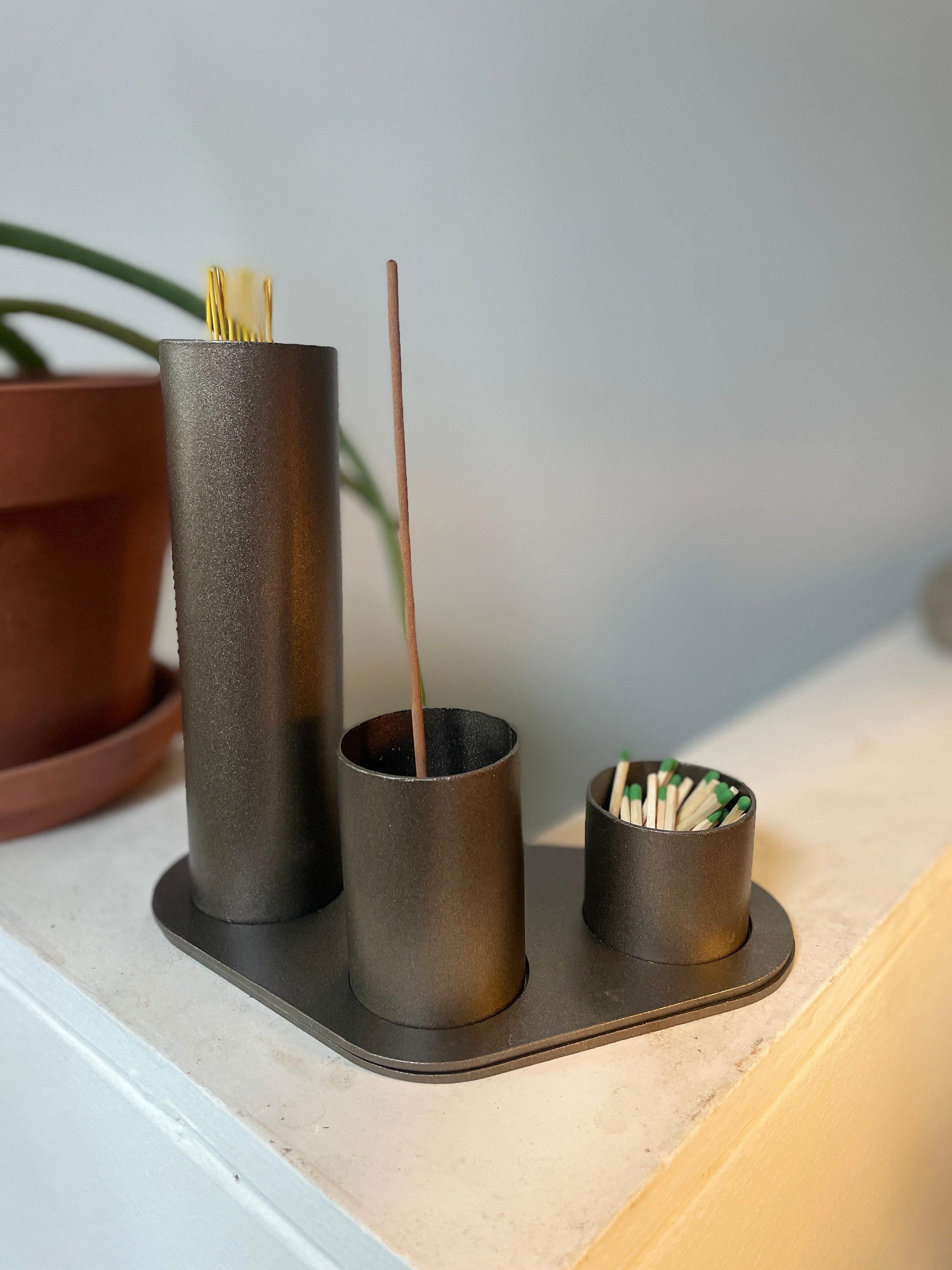 3pc Metal Incense Burner & Storage Kit - Etsy