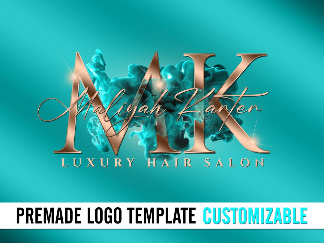 Custom Beauty Logo, Logo Design, Rose Gold Logo, Turquoise Logo ...