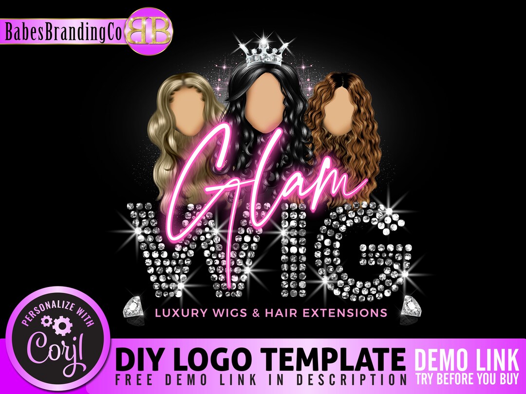 Hair Logo, DIY Hair Logo, Wig Logo, Hair Extension Logo, Hair Salon ...