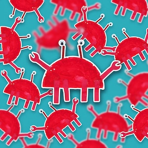 Crab Sticker | Glossy Vinyl Die Cut Sticker - Etsy