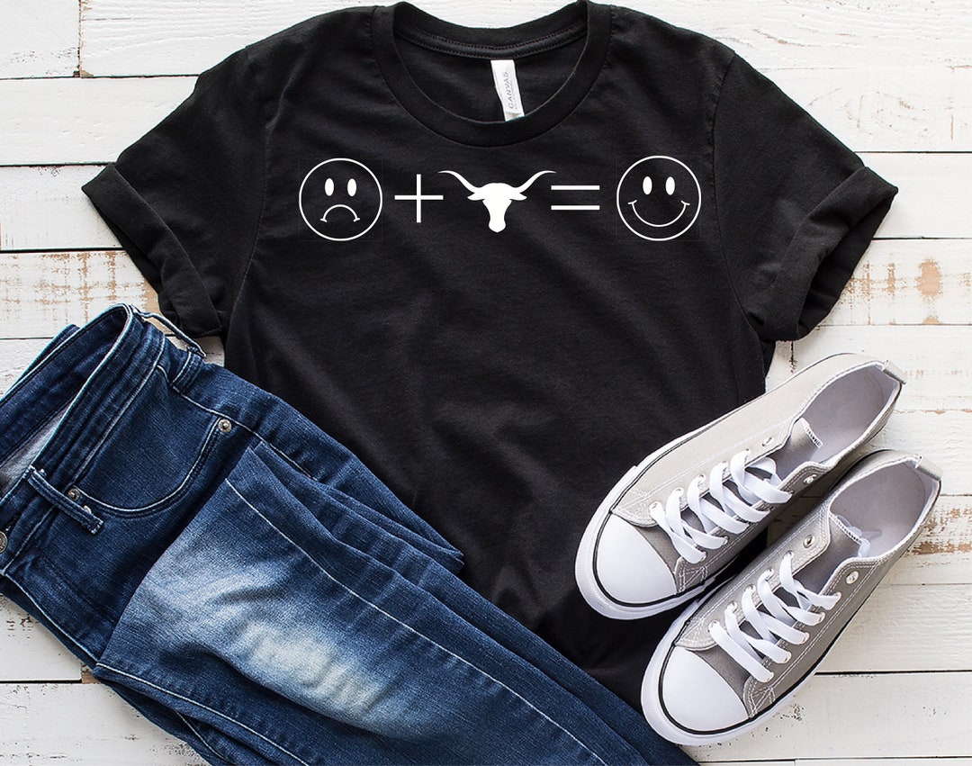 Lonhorn Loving Frowny to Smiley Face Shirt, Comfy With Simplistic ...