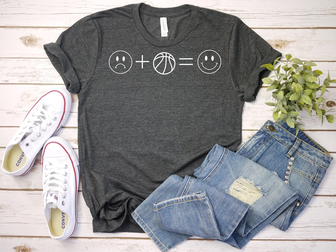 Basketball Loving Frowny to Smiley Face Shirt, Comfy With Simplistic ...