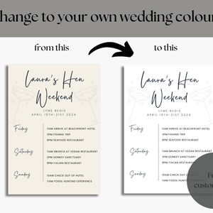 Hen Party Template, Hen Do Template, Itinerary, Hen Party Itinerary ...