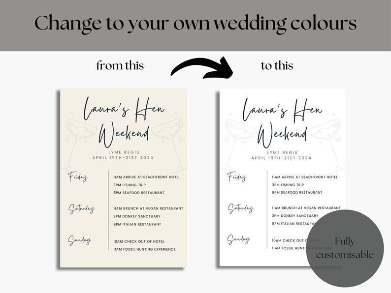 Hen Party Template, Hen Do Template, Itinerary, Hen Party Itinerary ...
