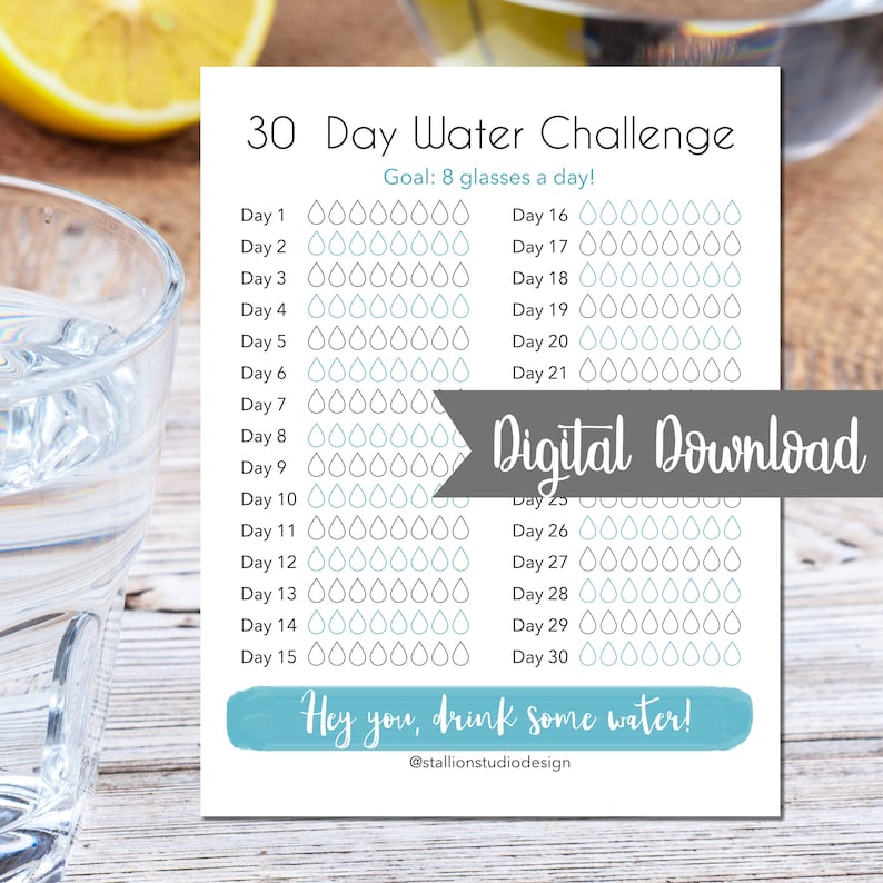 30 Day Water Challenge Printable - Etsy