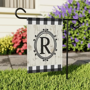 Monogram Initial Front Door Flag | Garden Welcome Flag | Farmhouse ...