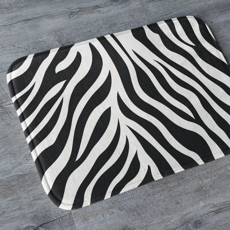 Zebra Print Memory Foam Zebra Stripes Microfiber Bath Mat for Bathroom ...