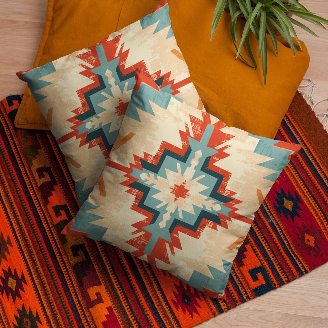 Rustic Aztec Throw Pillow Cover | Southwestern Vintage Boho Pillow ...