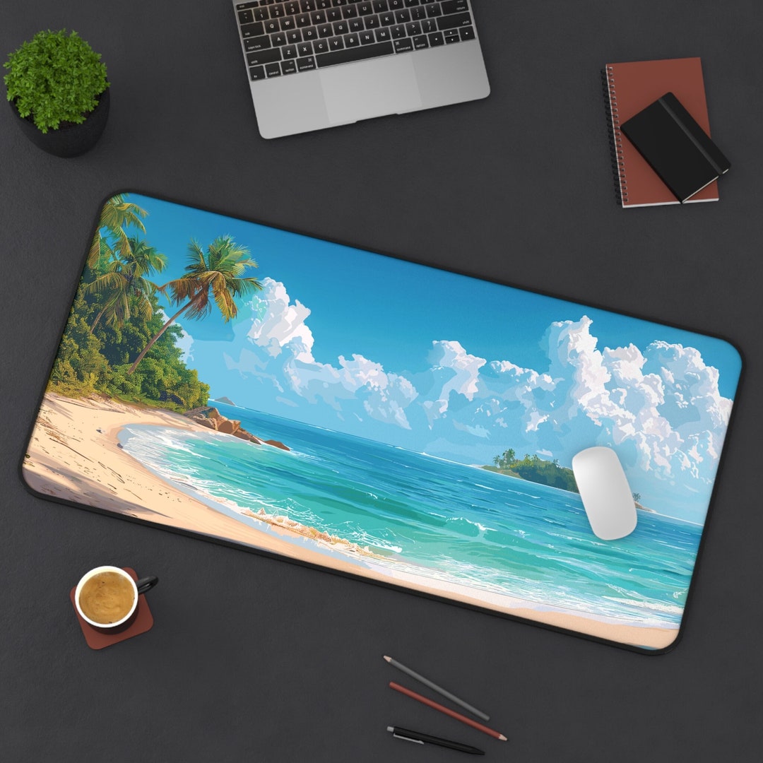Ocean Scene Desk Mat | Tropical Beach Desk Mat | Large Aesthetic Mouse ...