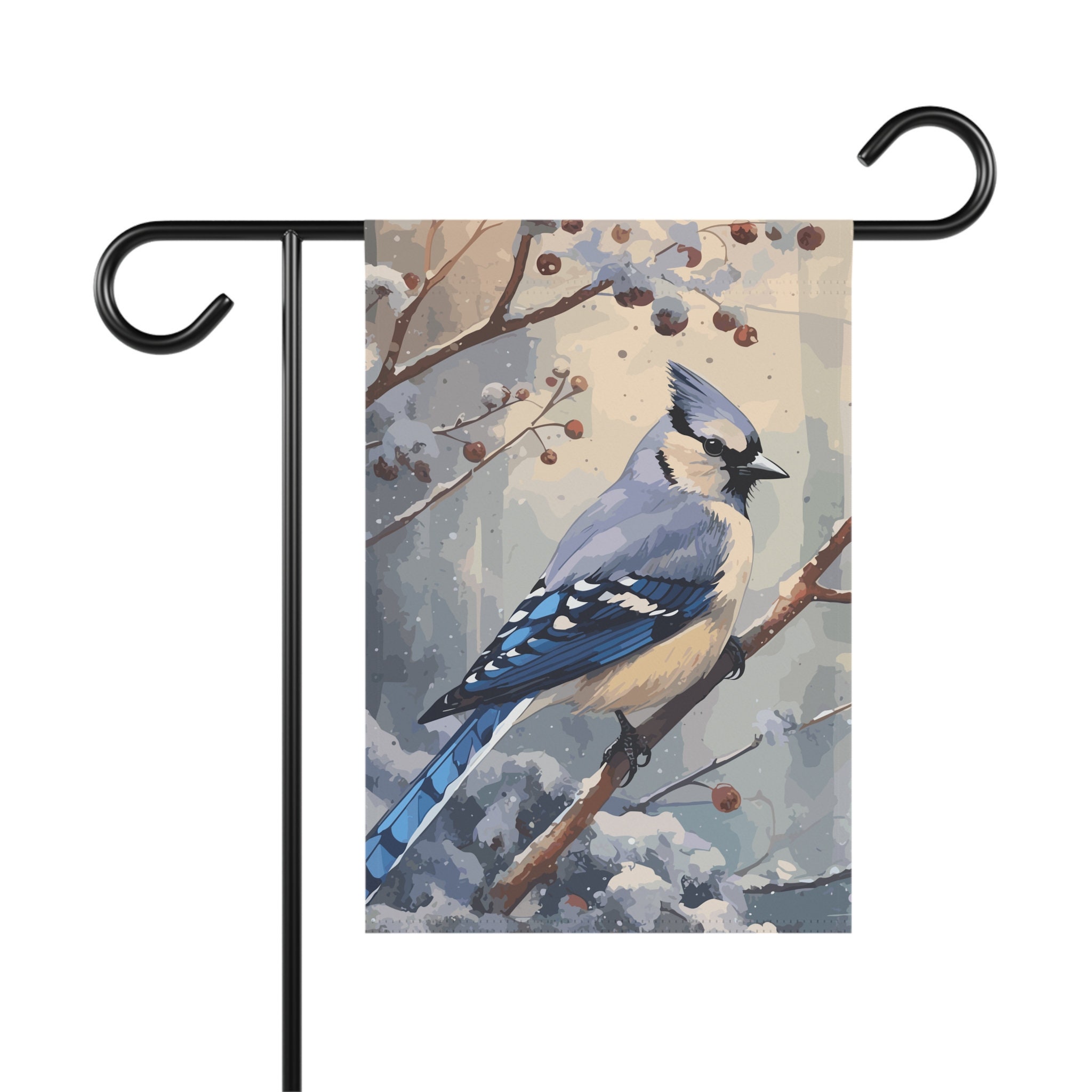 Blue Jay Garden Flag Winter Garden Flag Beautiful Bird Garden Flag ...