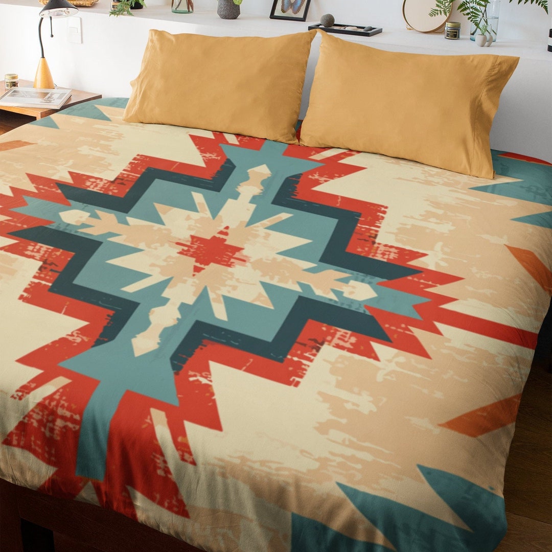 Rustic Aztec Duvet Cover | King, Queen Sizes | Southwestern Boho Style ...