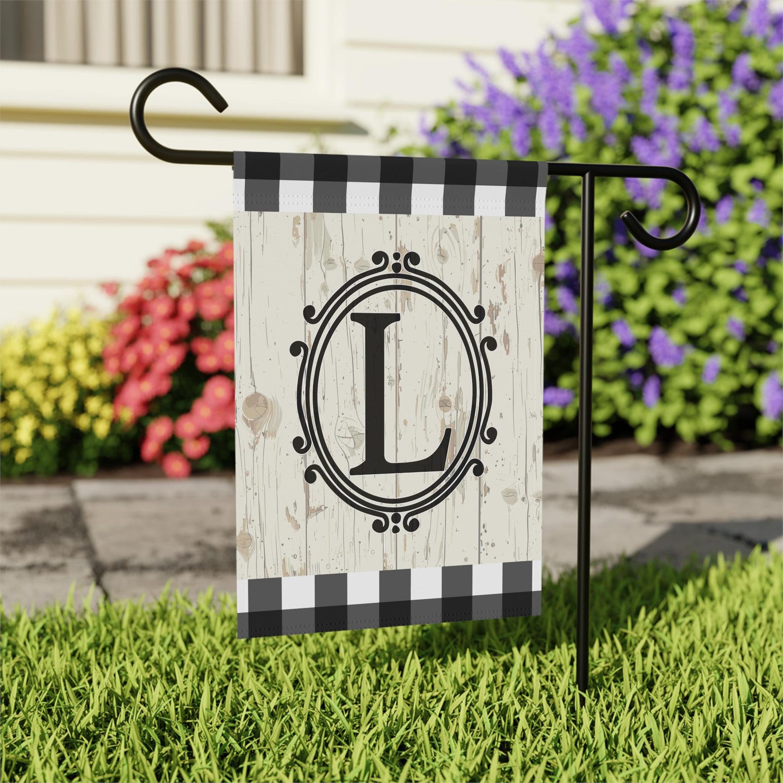 Monogram Initial Front Door Flag | Garden Welcome Flag | Farmhouse ...