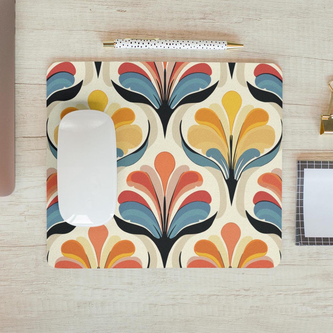 Art Deco Floral Mousepad | Classic Design Desk Mousepad | Large 1/4 ...