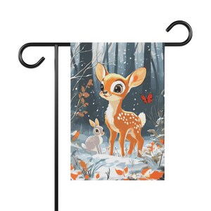Woodland Characters Garden Flag | Forest Friends Welcome Flag | Winter ...