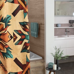 Rustic Southwest Shower Curtain | Beautiful Aztec Shower Curtain | Boho ...