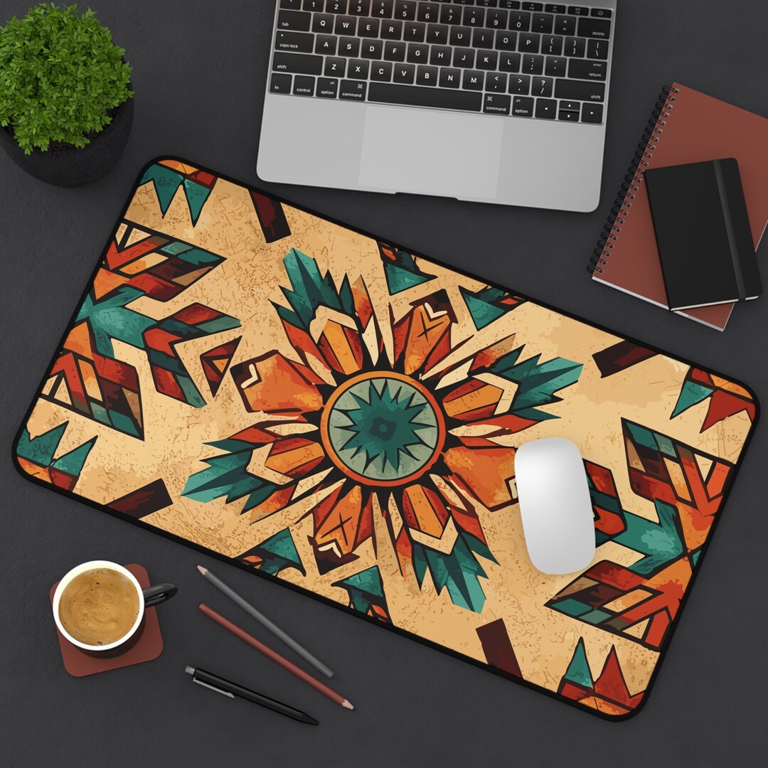 Rustic Southwest Desk Mat | Aztec Mat | Large Aesthetic Mouse Pad ...