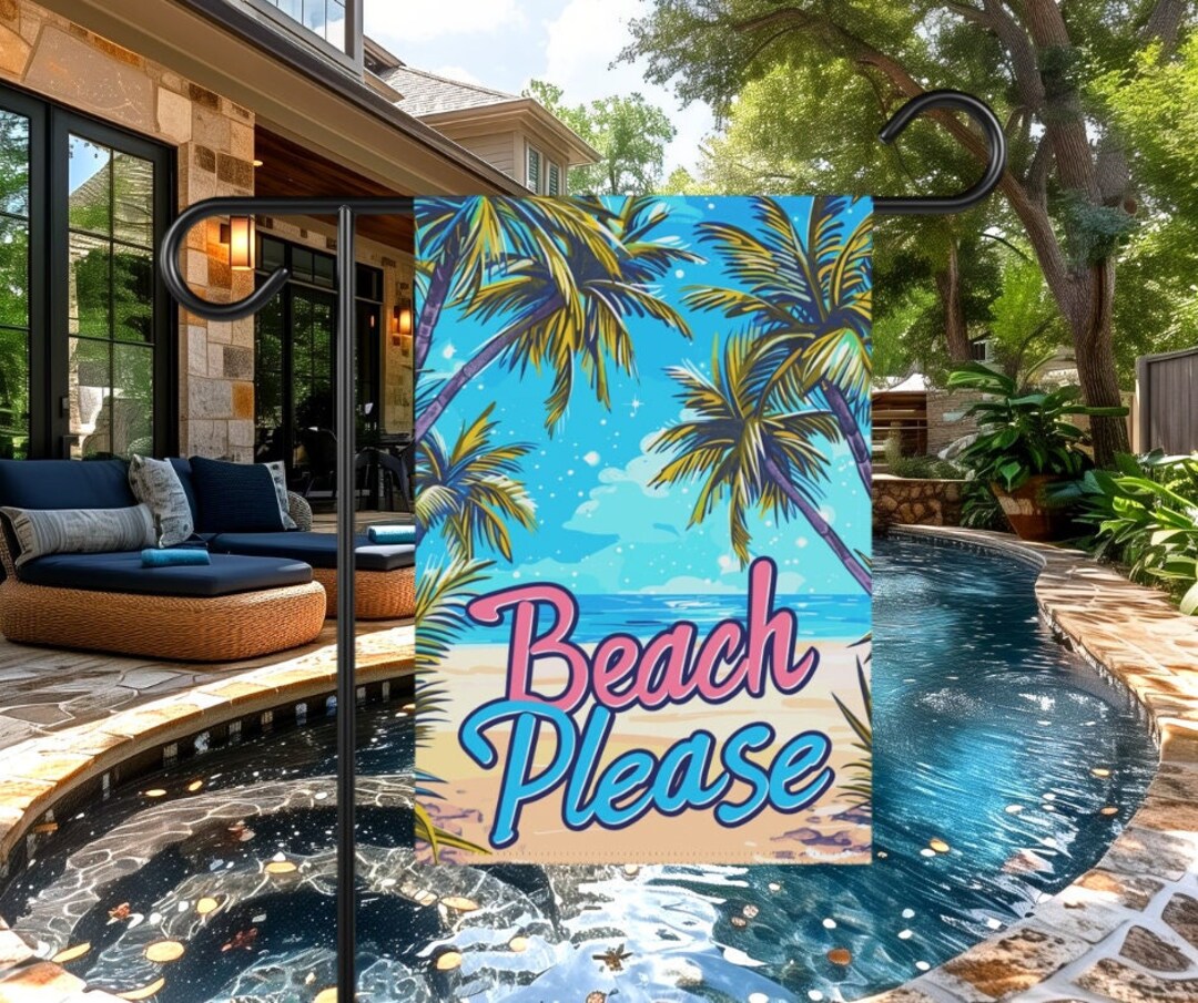 Beach Please Pool Flag | Tropical Beach House Pool Flag | Fun Pool ...
