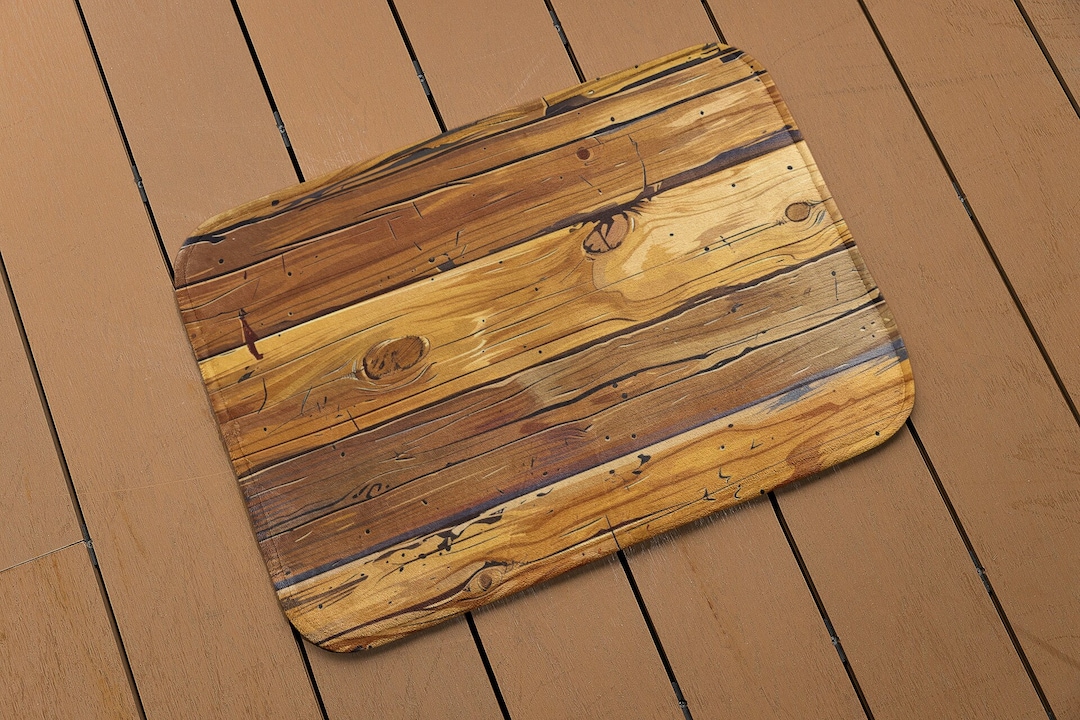 Rustic Memory Foam Mat | Farmhouse Wood Brown Microfiber Bath Mat for ...