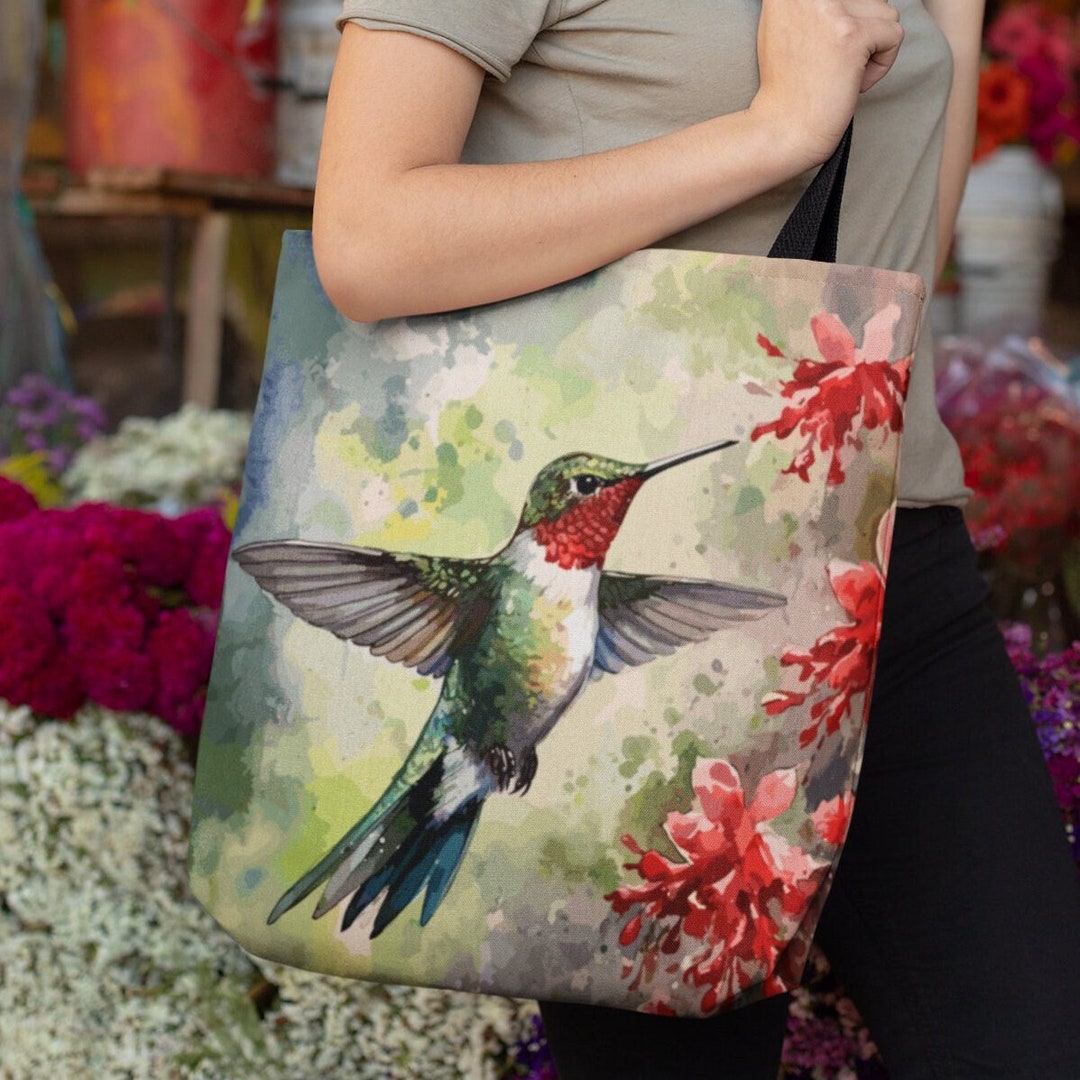 Watercolor Hummingbird Tote Bag | Three Different Sizes | Reusable ...