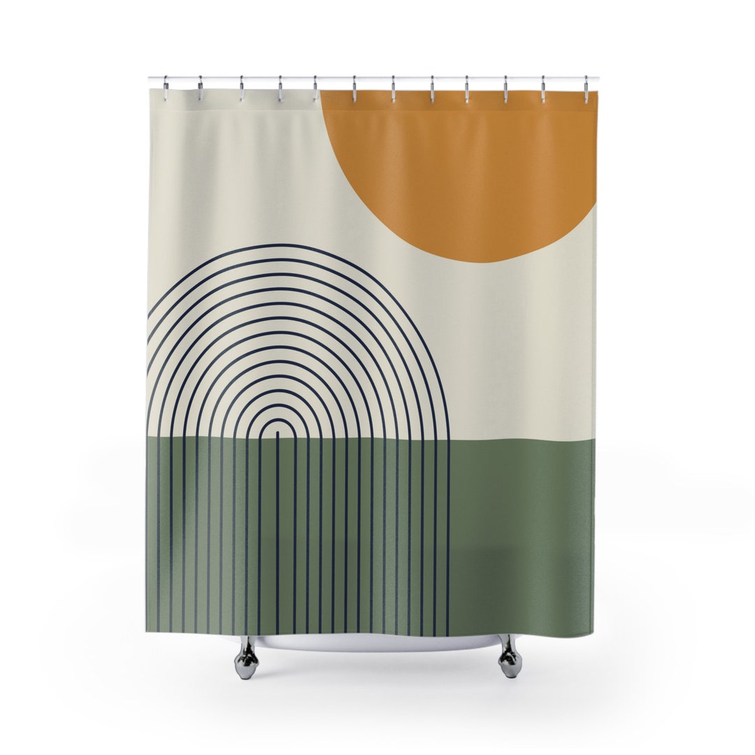 Sun and Earth Shower Curtain | Mid Century Modern Shower Curtain | Chic ...