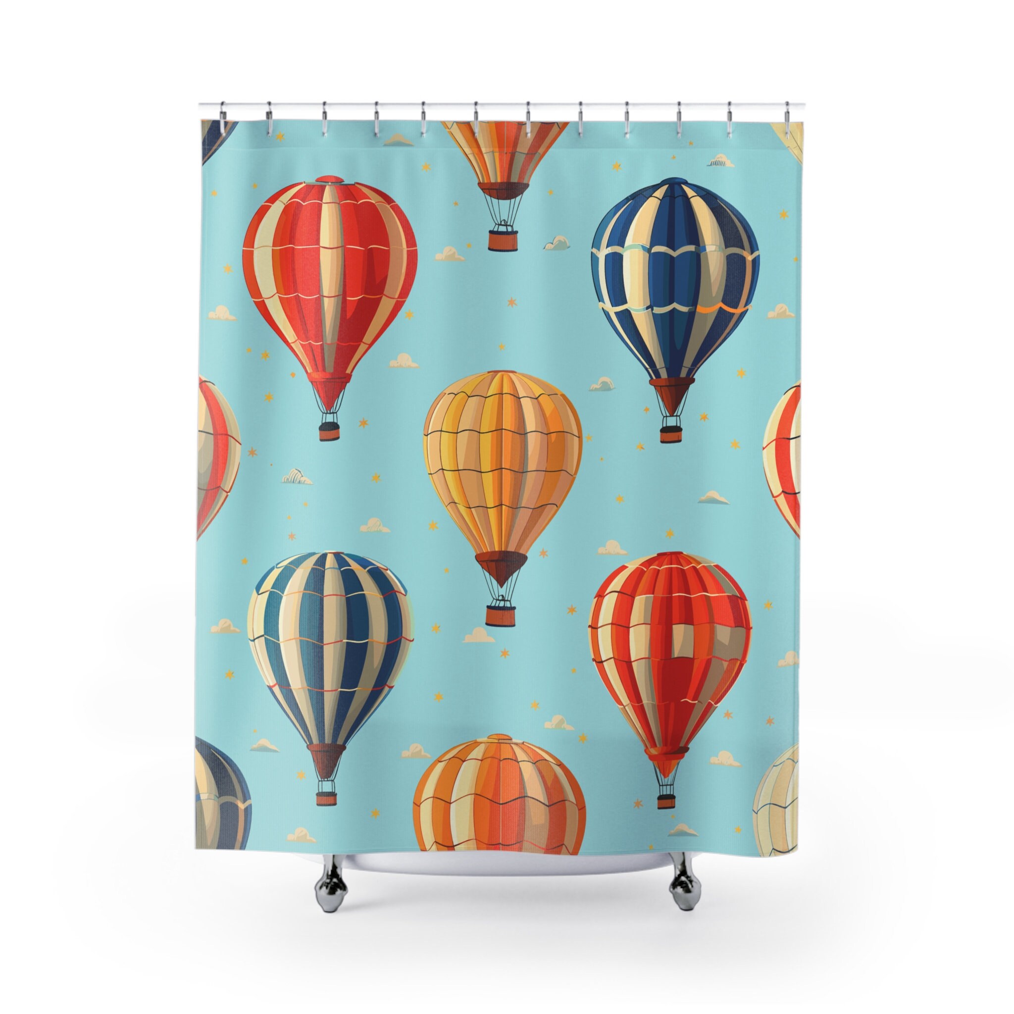 Hot Air Ballons Shower Curtain Fun Sky Blue Shower Curtain Home