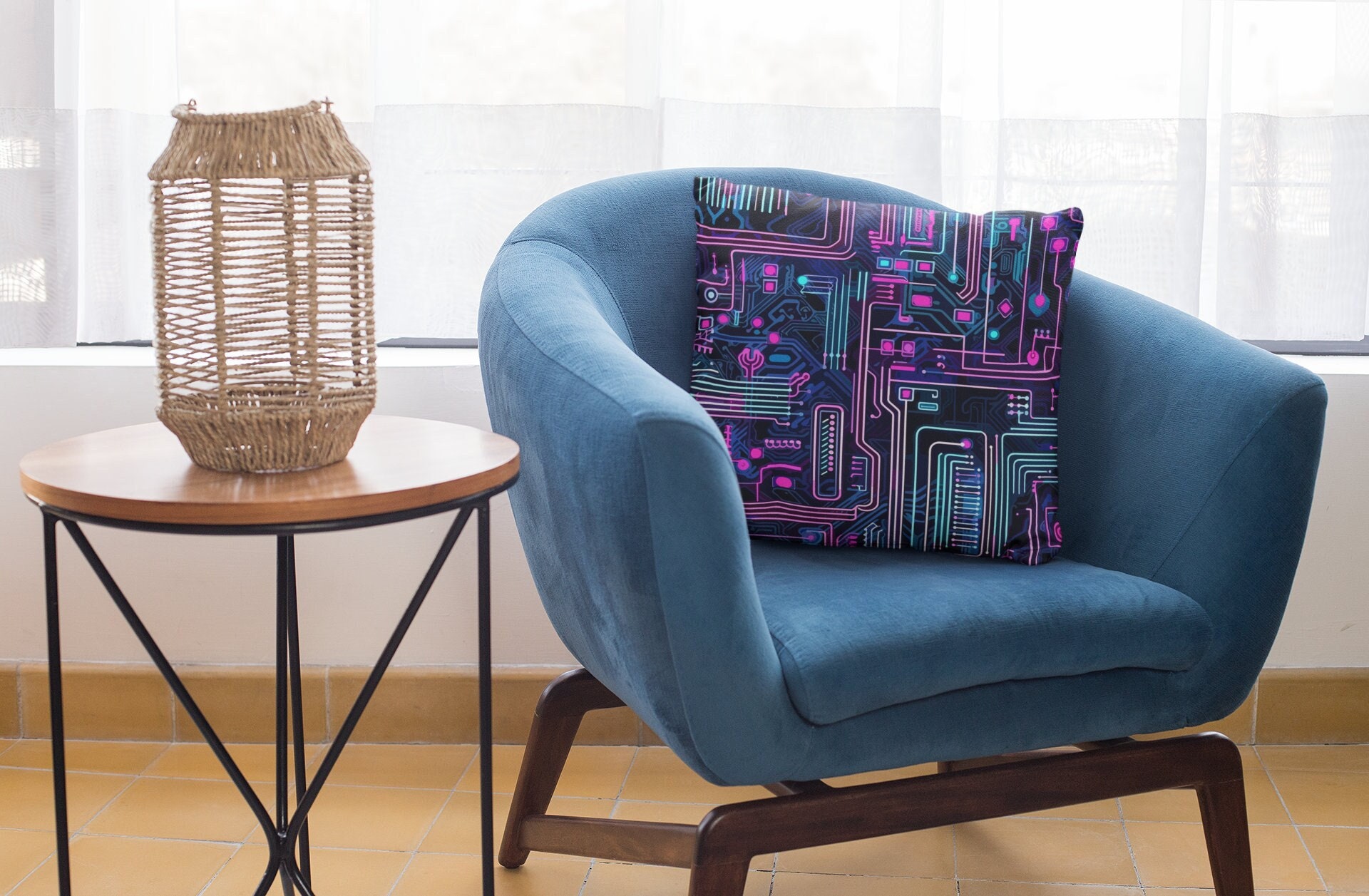 Neon Tech Nerd Throw Pillow | Computer Themed Home Decor Square Pillow ...