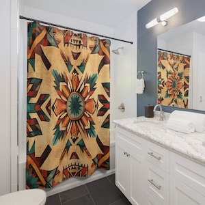 Rustic Southwest Shower Curtain | Beautiful Aztec Shower Curtain | Boho ...