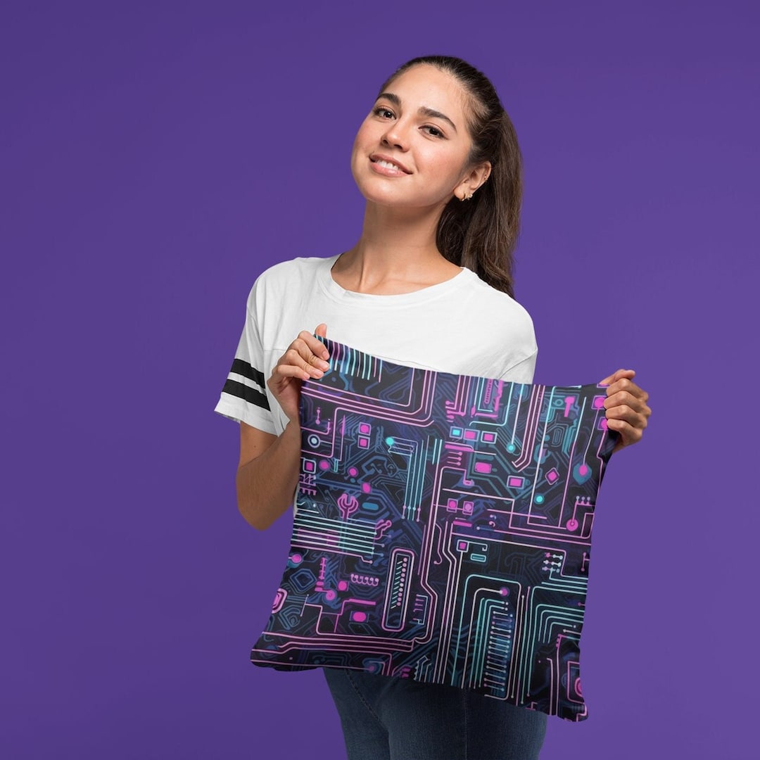 Neon Tech Nerd Throw Pillow Cover | Computer Themed Pillow Cover ...
