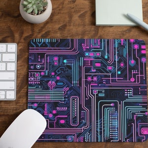 Neon Tech Nerd Mousepad | New Office Mouse Pad | Cool Print | Fun ...