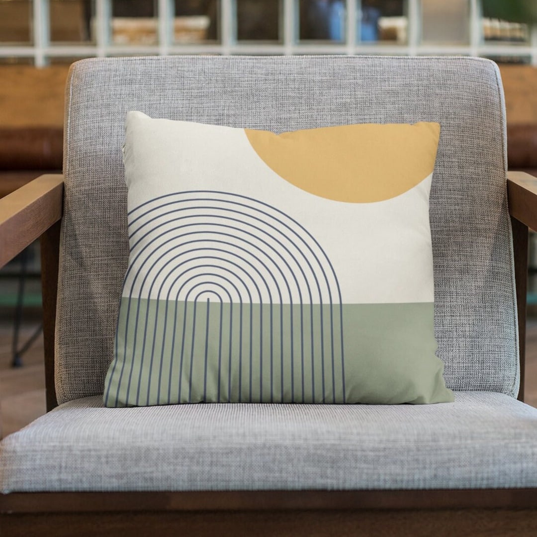 Sun and Earth Throw Pillow Mid Century Modern Decor Square Pillow 50s ...