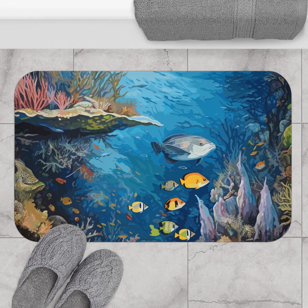 Great Barrier Reef Memory Foam | Microfiber Bath Mat for Bathroom ...
