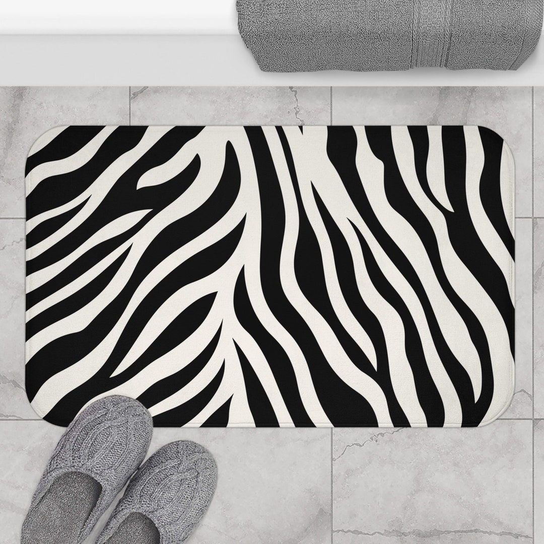 Zebra Print Memory Foam | Zebra Stripes Microfiber Bath Mat for ...