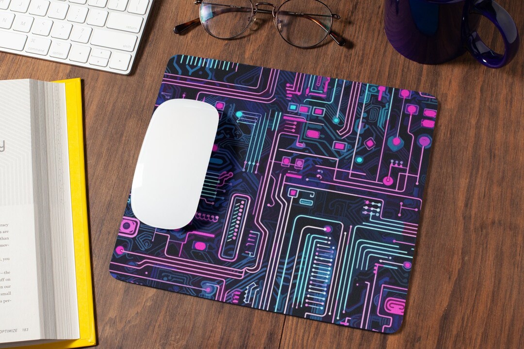 Neon Tech Nerd Mousepad | New Office Mouse Pad | Cool Print | Fun ...