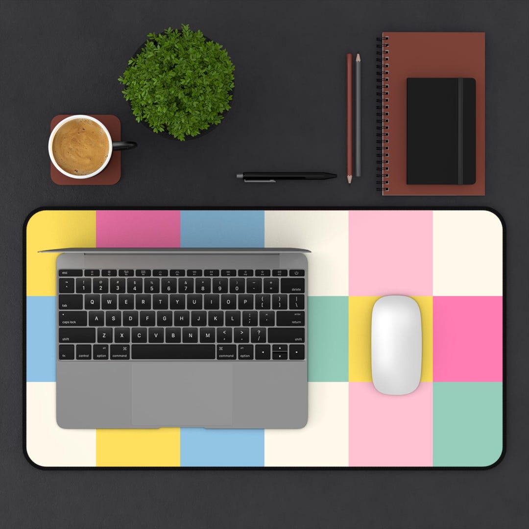 Spring Checkered Desk Mat | Colorful Desk Mat | Large Aesthetic Mouse ...