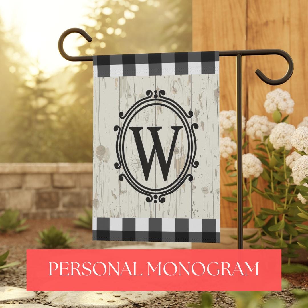 Monogram Initial Front Door Flag | Garden Welcome Flag | Farmhouse ...