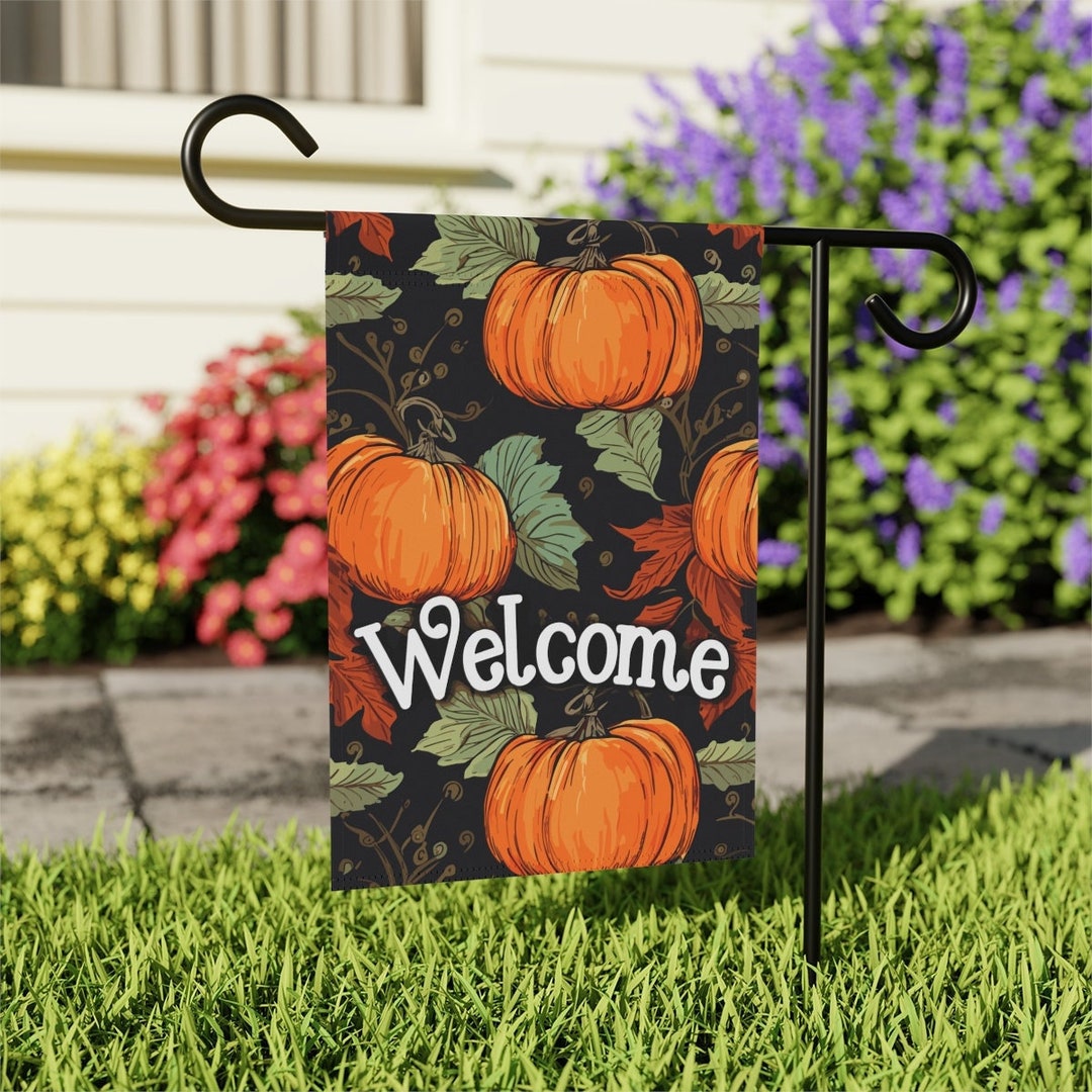 Pumpkins Fall Welcome Flag | Happy Fall Garden Flag | Orange Pumpkin ...