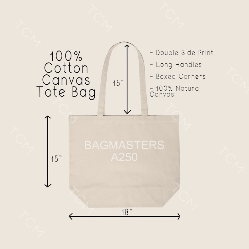 Natural Canvas Tote Bag Size Chart Tote Mockup Size Guide PNG A250 ...
