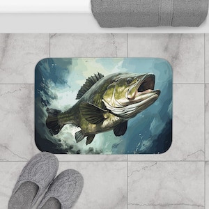 Largemouth Bass Memory Foam | Microfiber Bath Mat for Bathroom ...