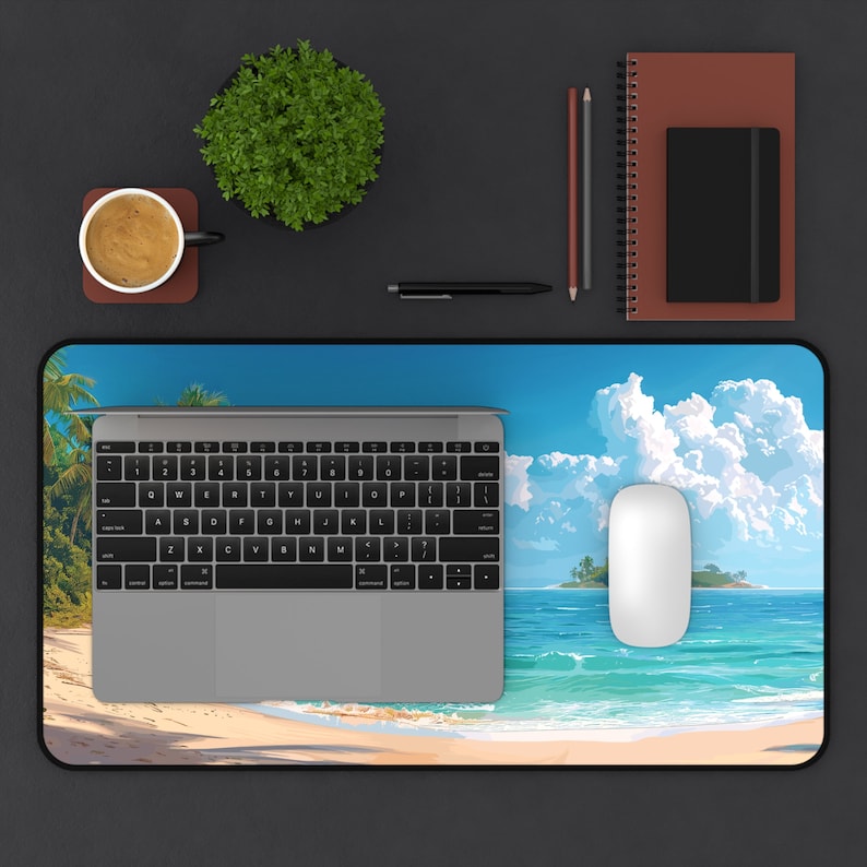 Ocean Scene Desk Mat | Tropical Beach Desk Mat | Large Aesthetic Mouse ...