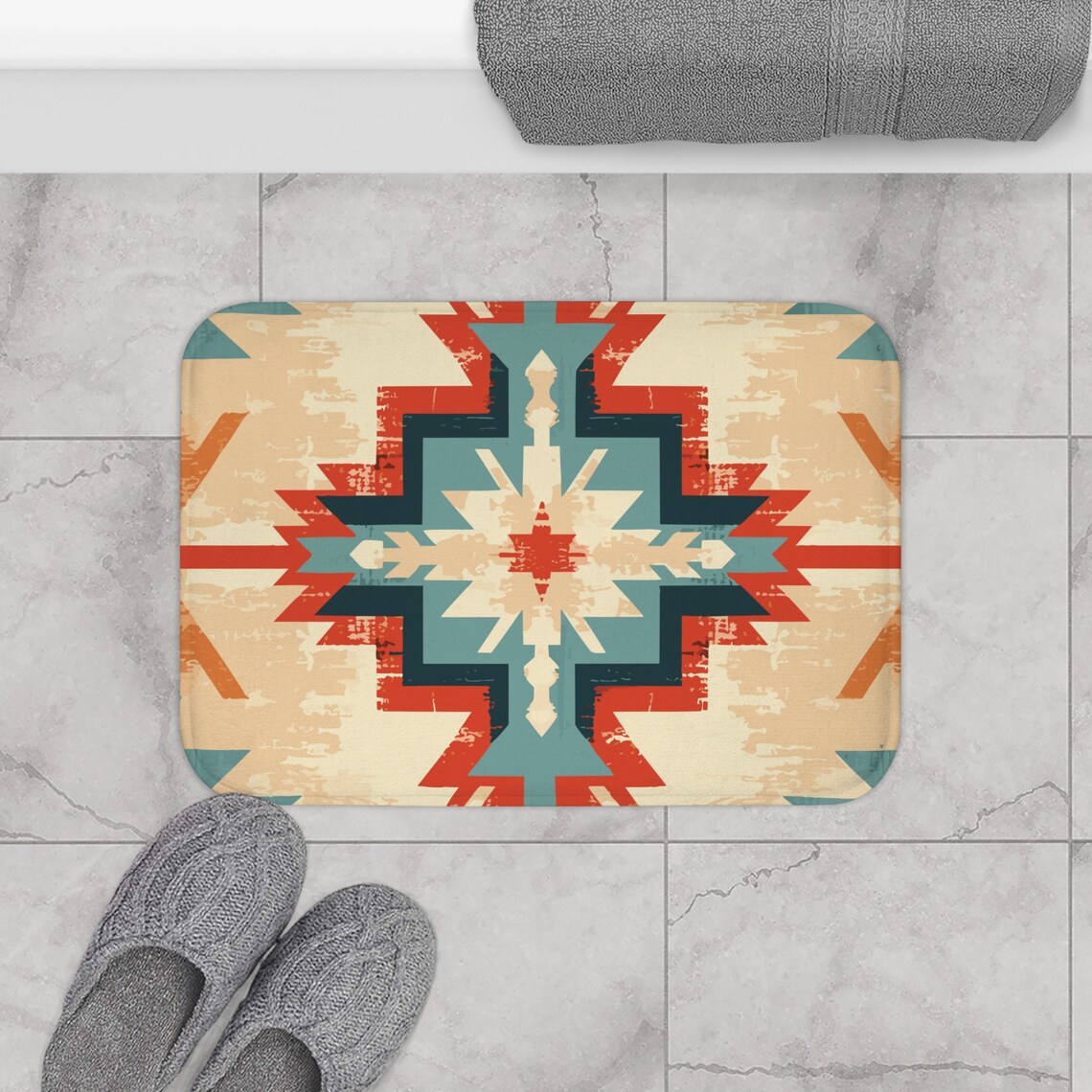 Rustic Aztec Style Memory Foam Microfiber Bath Mat for - Etsy