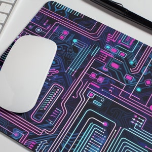 Neon Tech Nerd Mousepad | New Office Mouse Pad | Cool Print | Fun ...